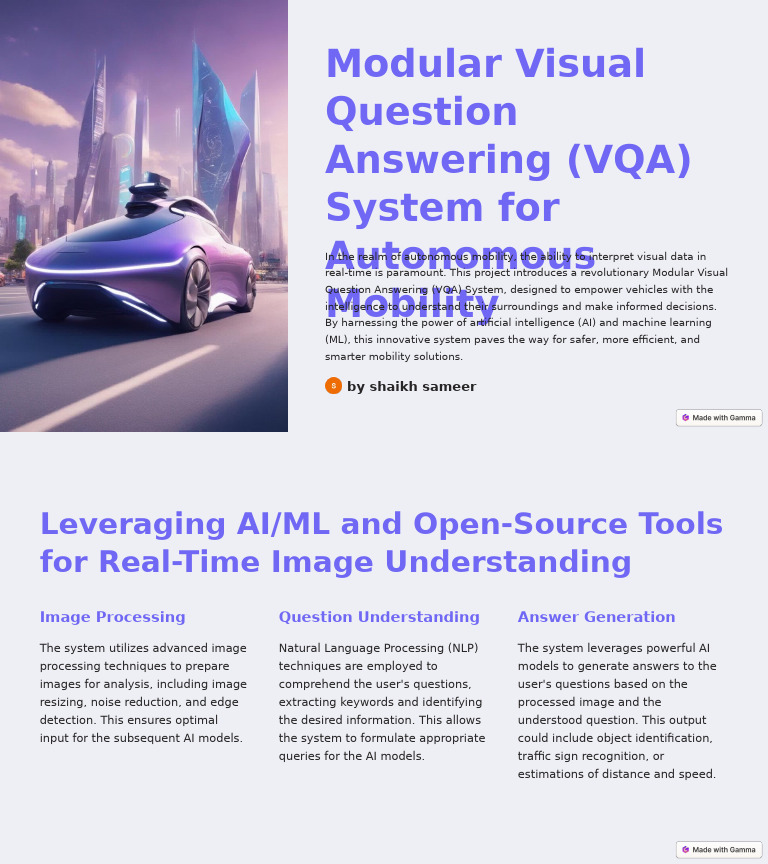 Modular Visual Question Answering VQA System For Autonomous Mobility | PDF