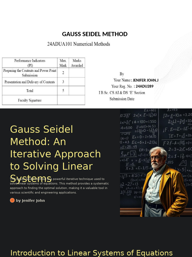 Gauss Seidel Method An Iterative Approach To Solving Linear Systems ...