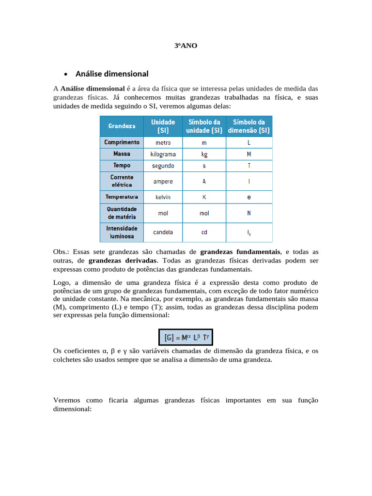 Análise Dimensional na Física | PDF