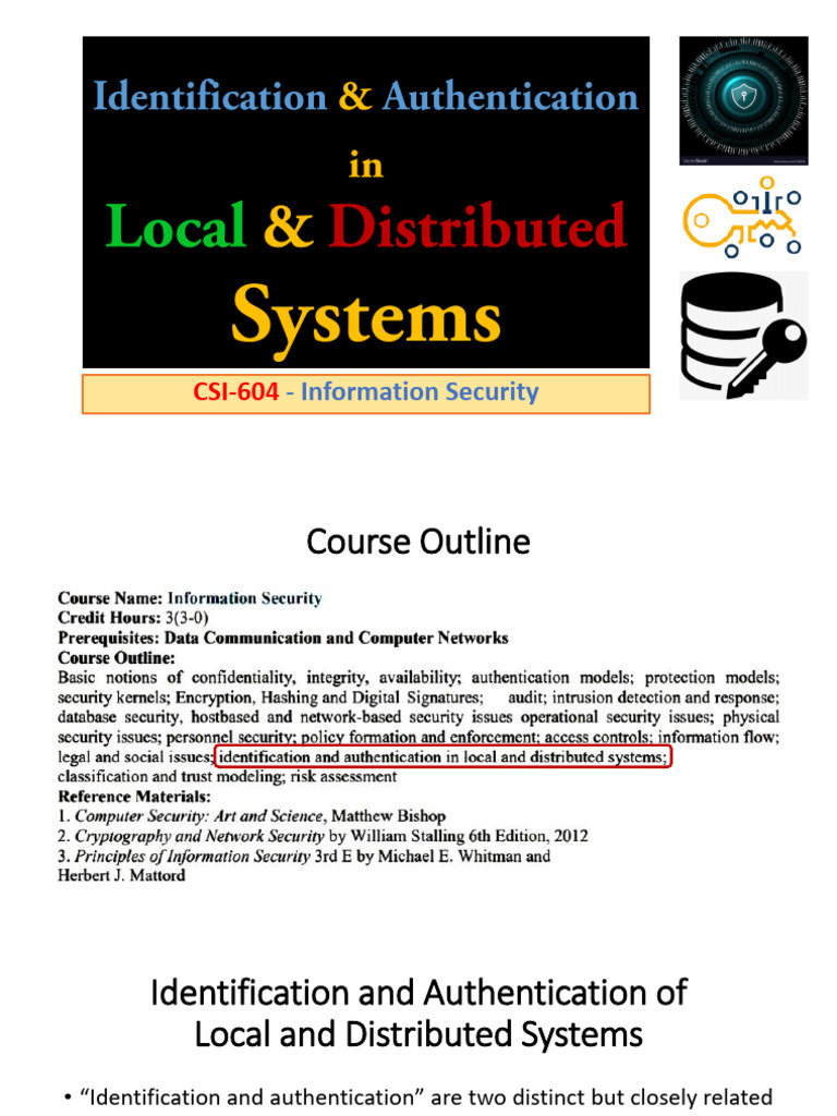 Information Security 18 - Identification and Authentication of Local and Distributed Systems ...