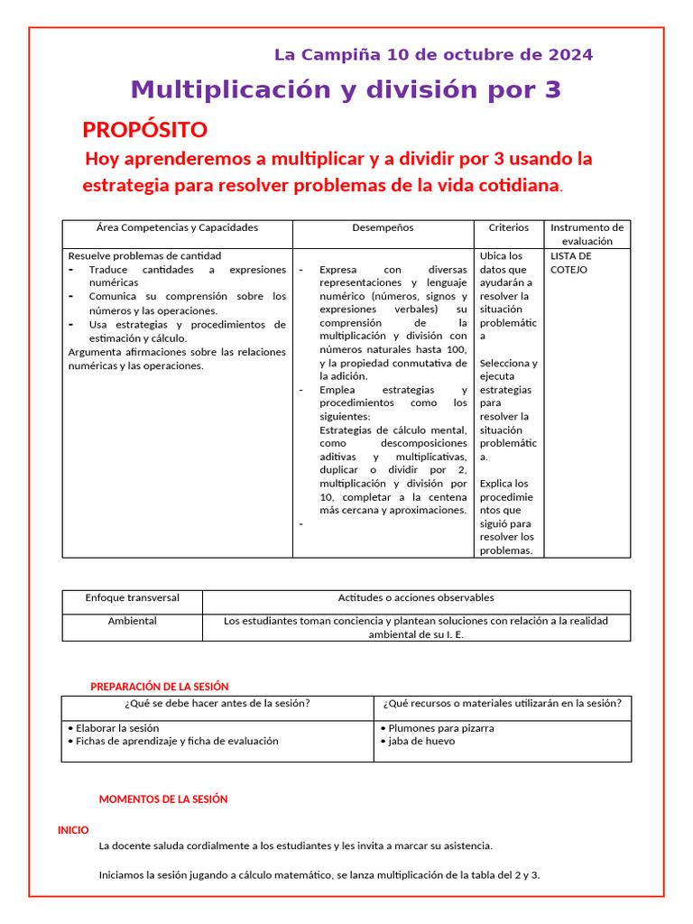 Sesion Mate-Multiplicamos x5 y x10 | PDF | Multiplicación | Evaluación