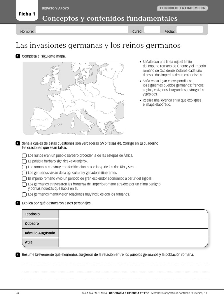 Ficha 1 Inglés | PDF | imperio Bizantino | Pueblos germánicos
