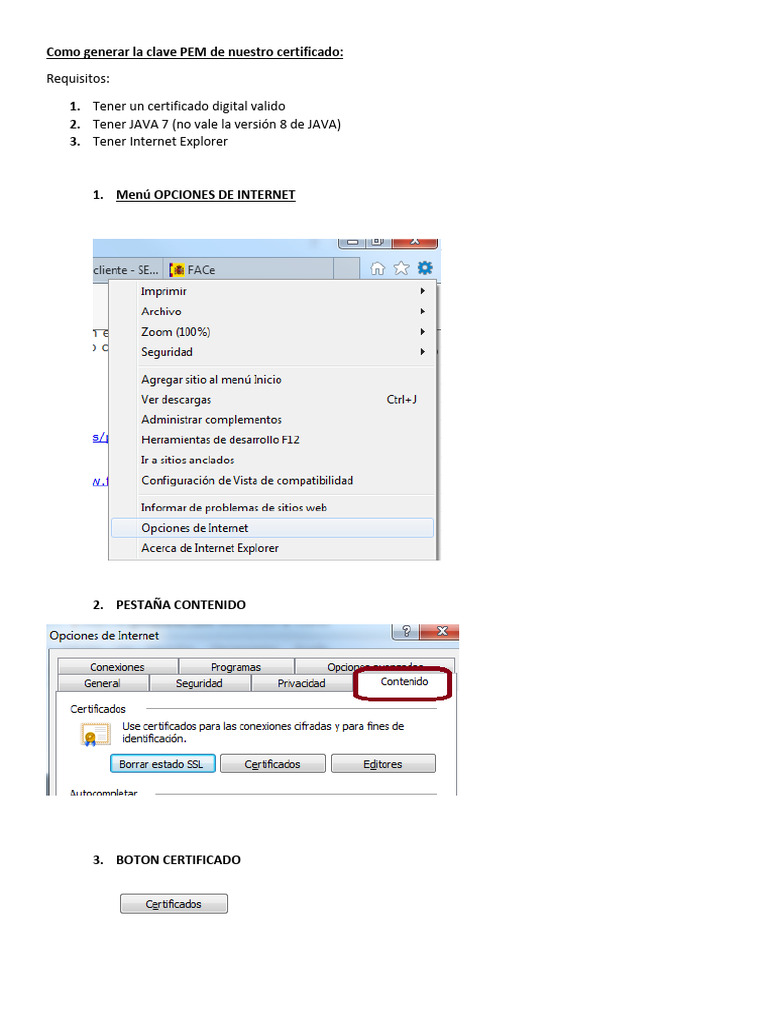 Generar Clave PEM de Certificado Digital | PDF