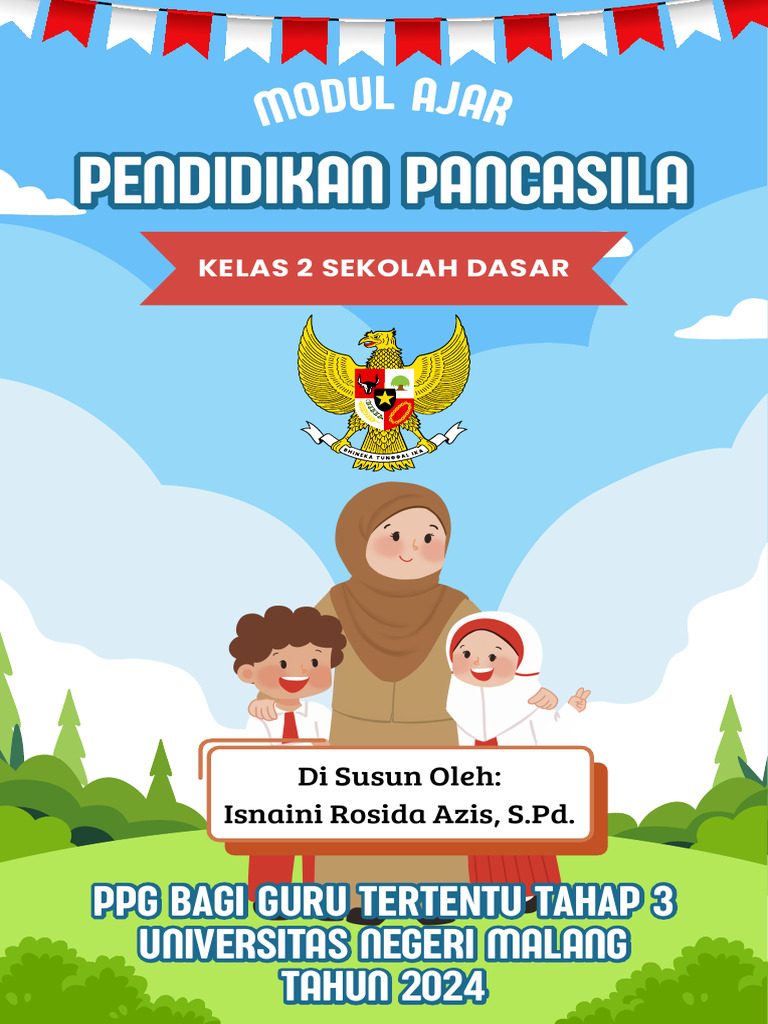 Modul Ajar Pendidikan Pancasila Sampul Buku Biru Hijau Ilustrasi | PDF
