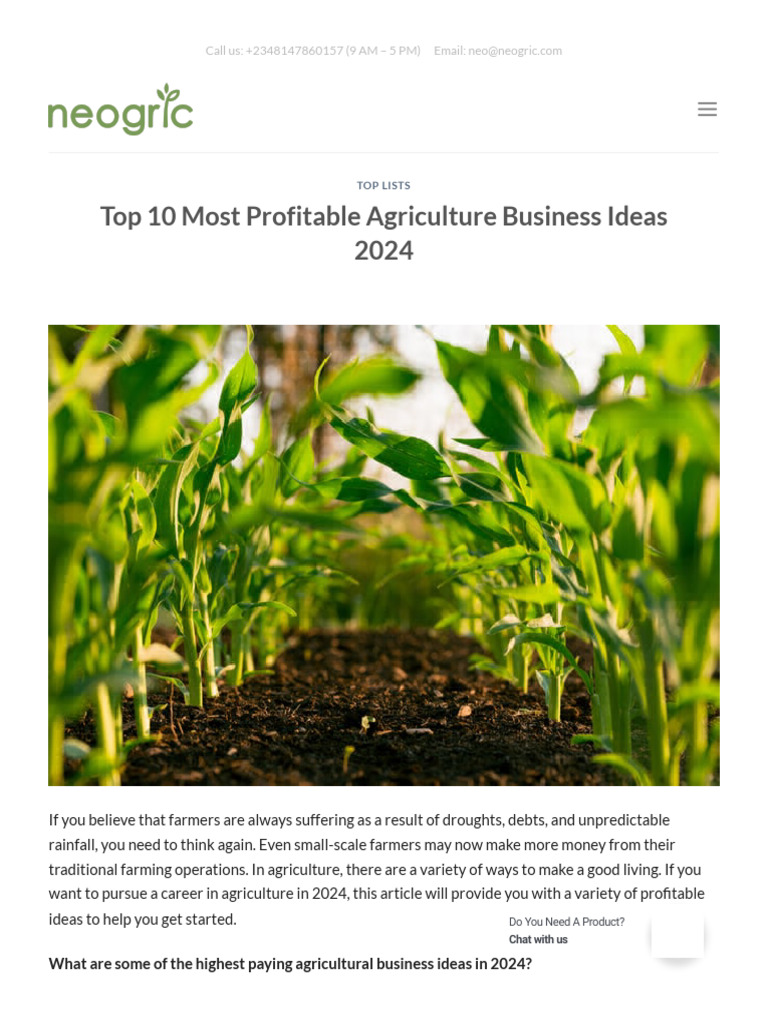 Top 10 Profitable Agriculture Ideas 2024 | PDF | Maize | Cereals