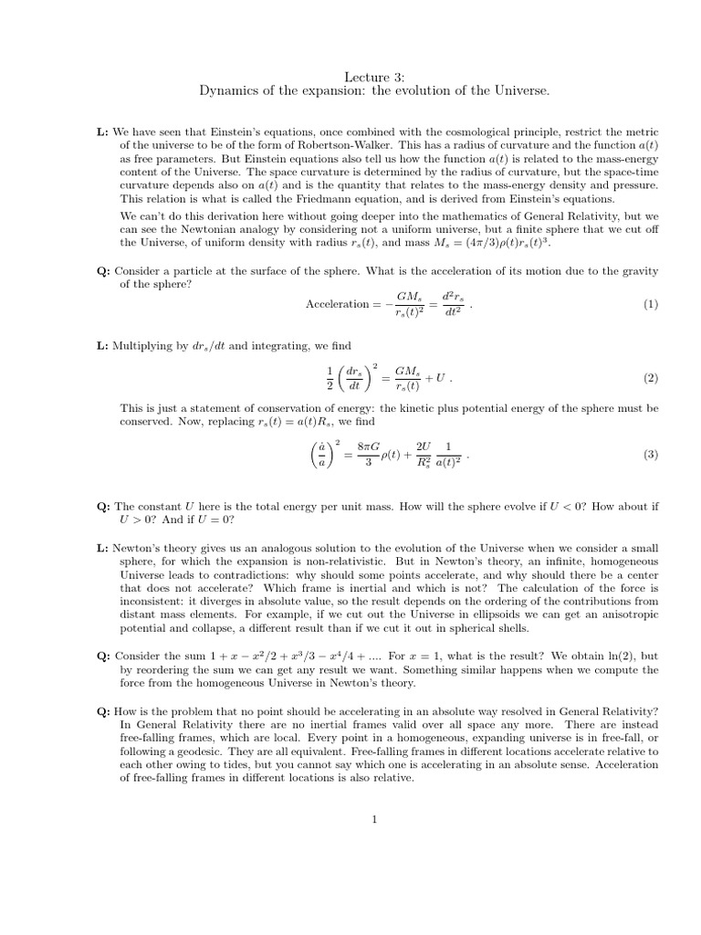 Lecture 3 Pdf Universe General Relativity