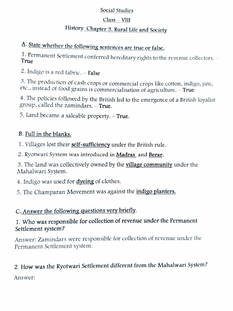 Grade 8 - Rural Life & Society | PDF | Economies