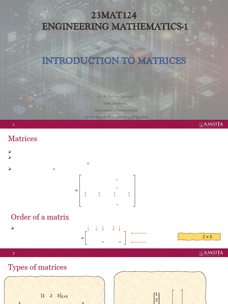 Matrices (1) | PDF | Matrix (Mathematics) | Linear Algebra
