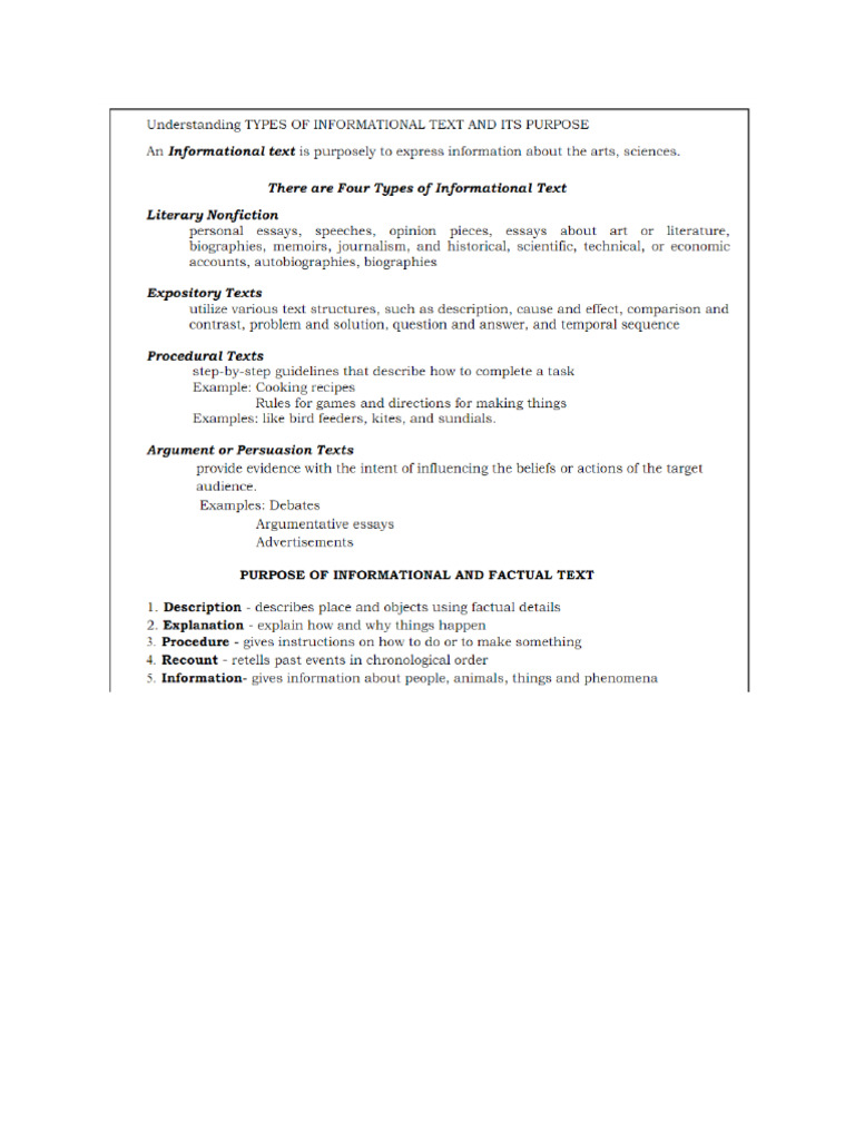 Informational Text and Purpose | PDF