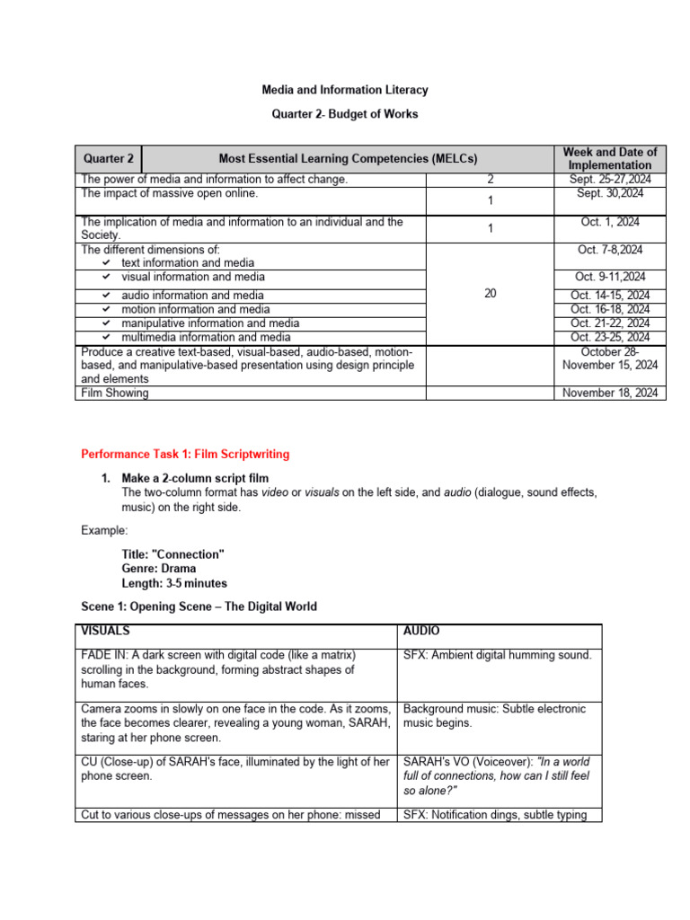 Quarter 2 Matrix | PDF | Computer Generated Imagery | Narrative