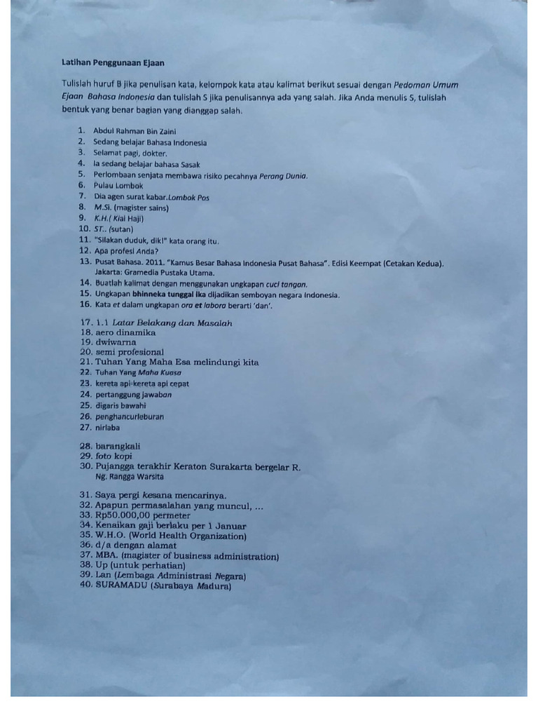 Latihan Pengg - Ejaan | PDF