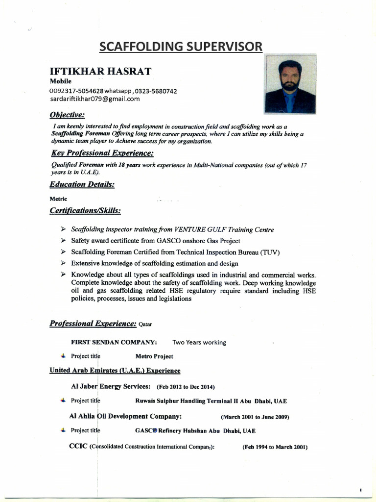 CV Iftikhar Hasrat | PDF