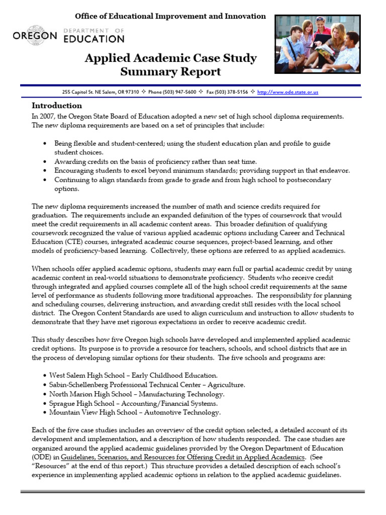 Academic Case Study Summary Example | PDF | Curriculum | Teachers