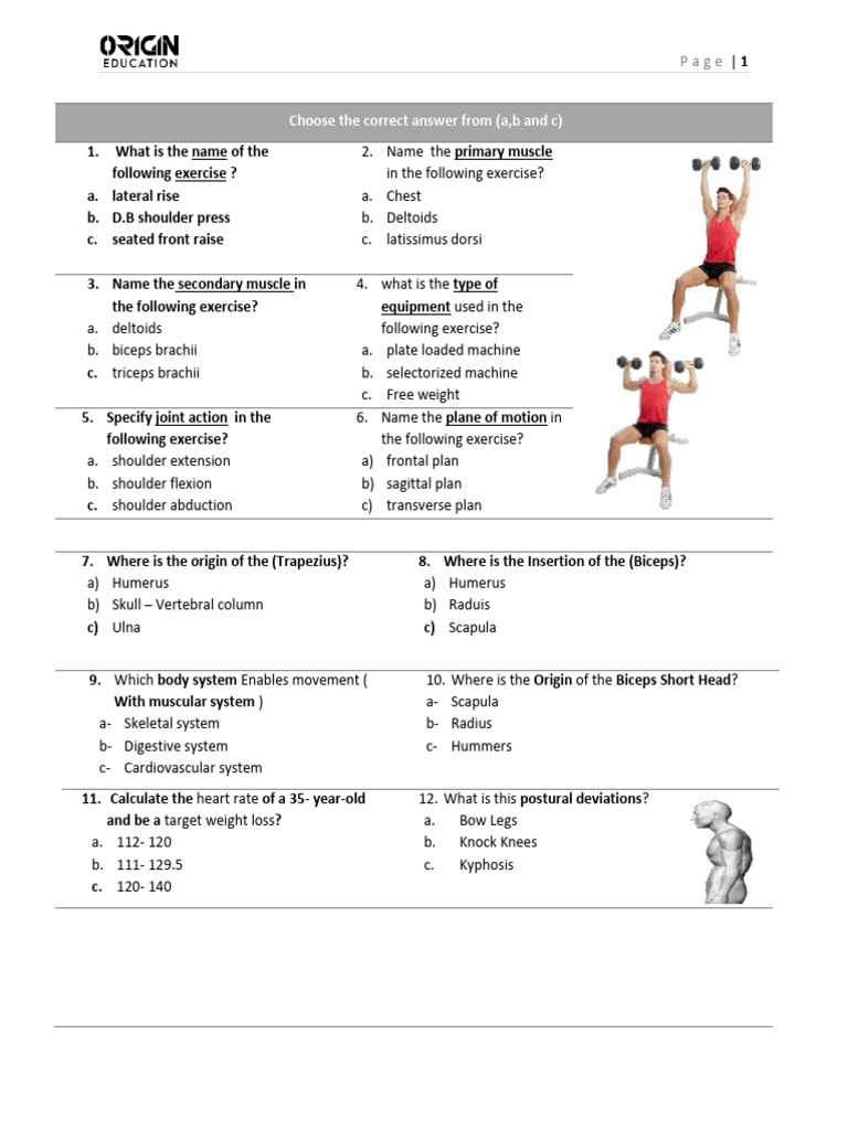 Exercise Anatomy Quiz and Answers | PDF | Shoulder | Human Anatomy