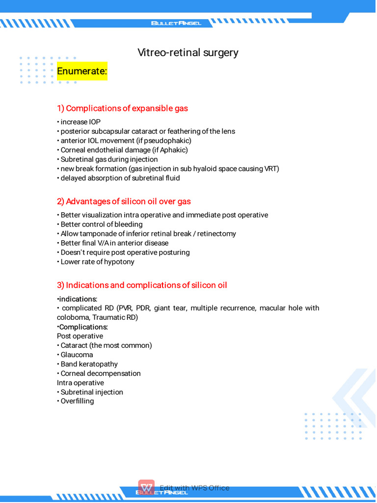 Vitreo-Retinal Surgery Complications & Techniques | PDF
