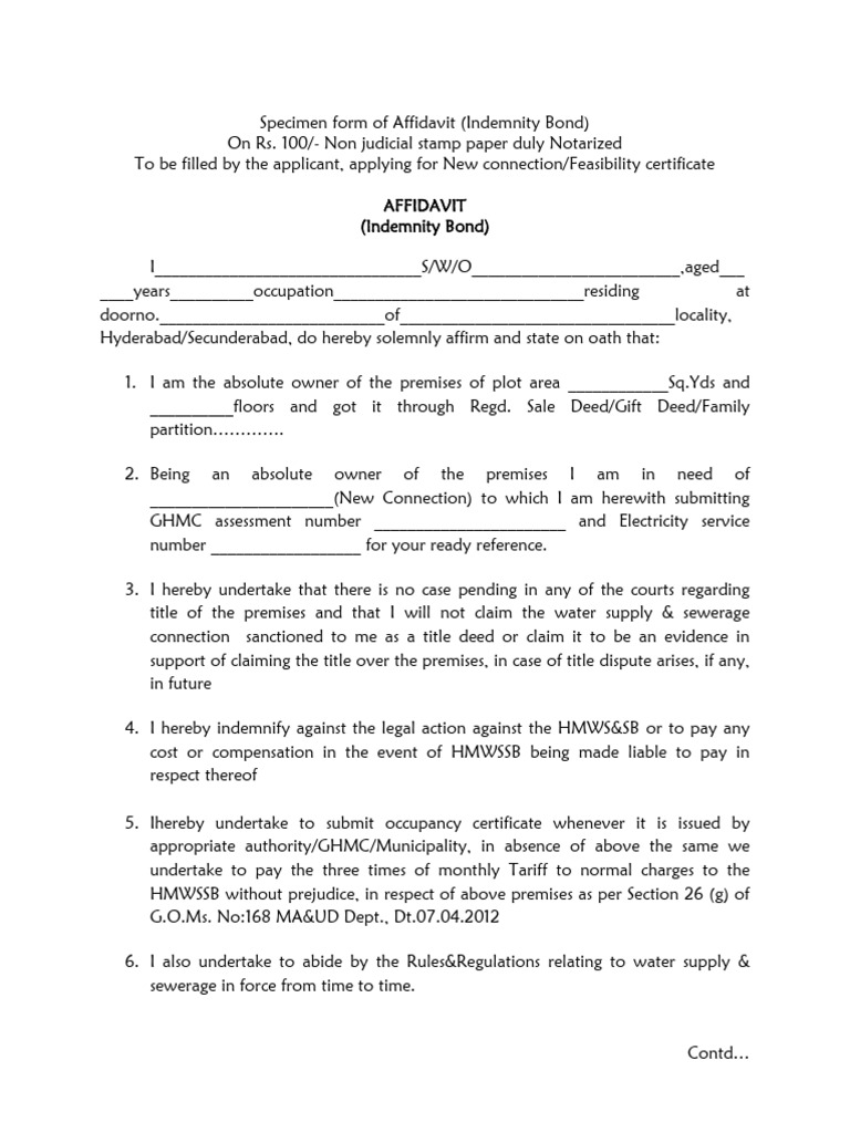 Indeminity Bond-1 Updated | PDF | Affidavit | Indemnity