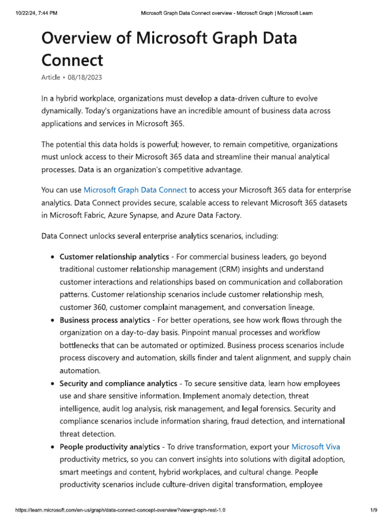 Overview Of Microsoft Graph Data Connect Pdf