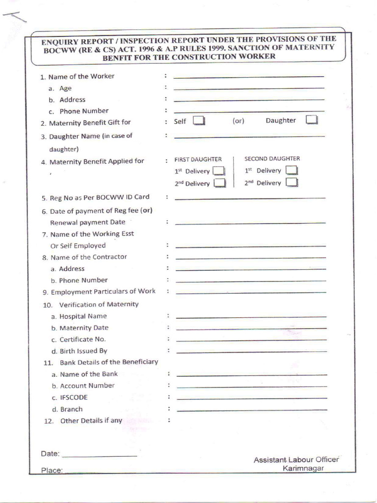 Labour Card Claim Form | PDF