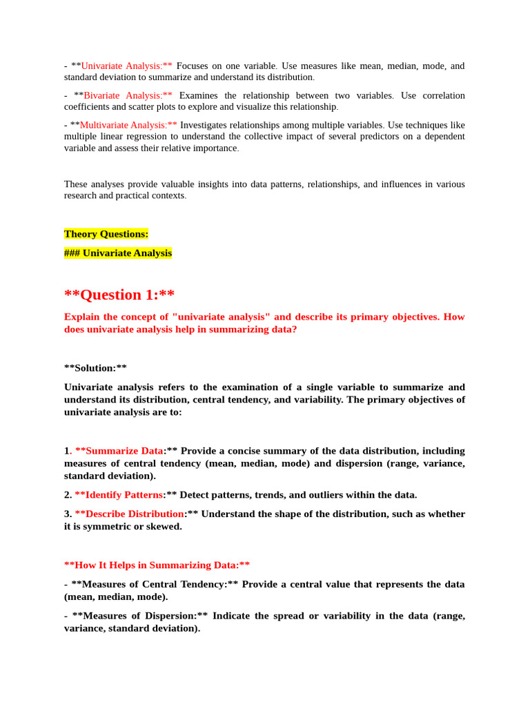 Univariate - Bivariate-Multivariate Analysis | PDF | Dependent And Independent Variables ...