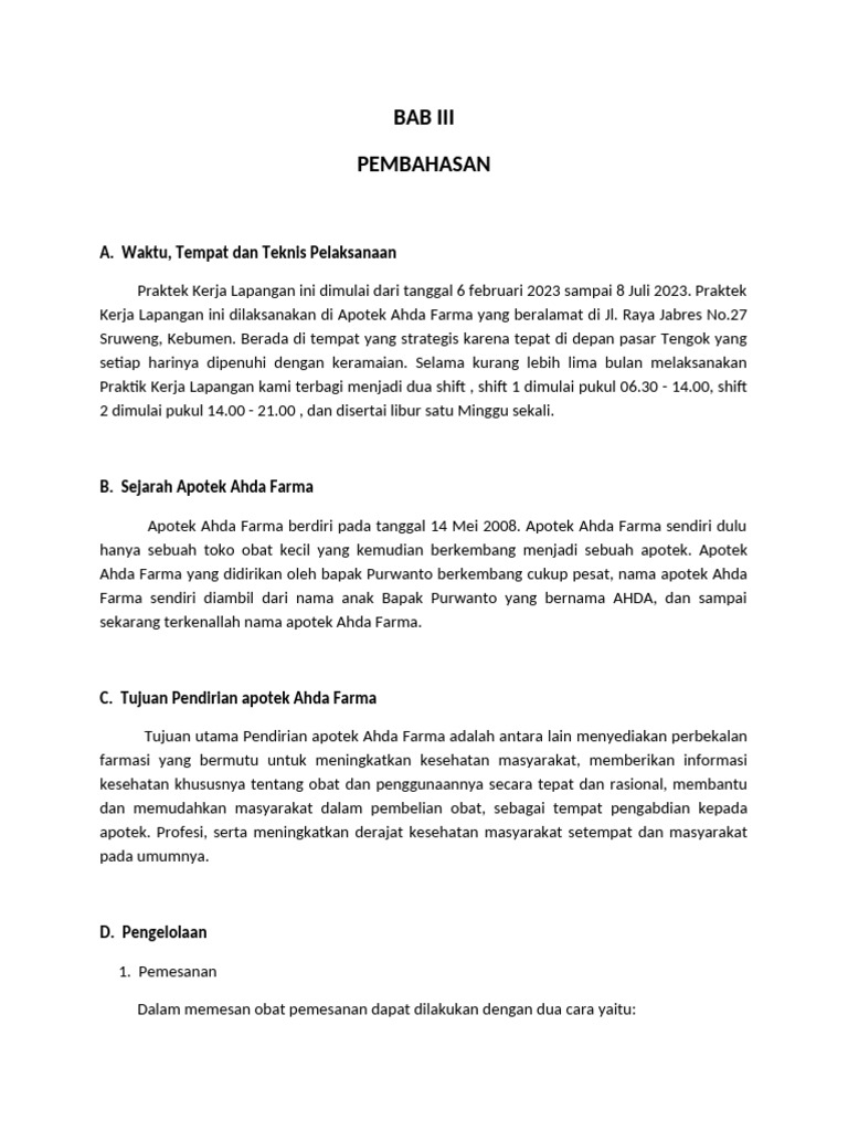 Praktek Kerja di Apotek Ahda Farma | PDF | Bisnis | Pengelolaan Keuangan & Uang