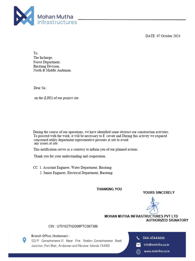 Excavation Letter-Officials (08-10-2024 To 12-10-2024) | PDF | Business ...