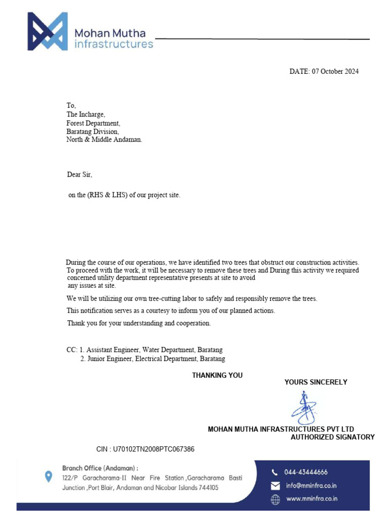 Tree Removal Letter-Officials (08-10-2024 To 12-10-2024) | PDF ...