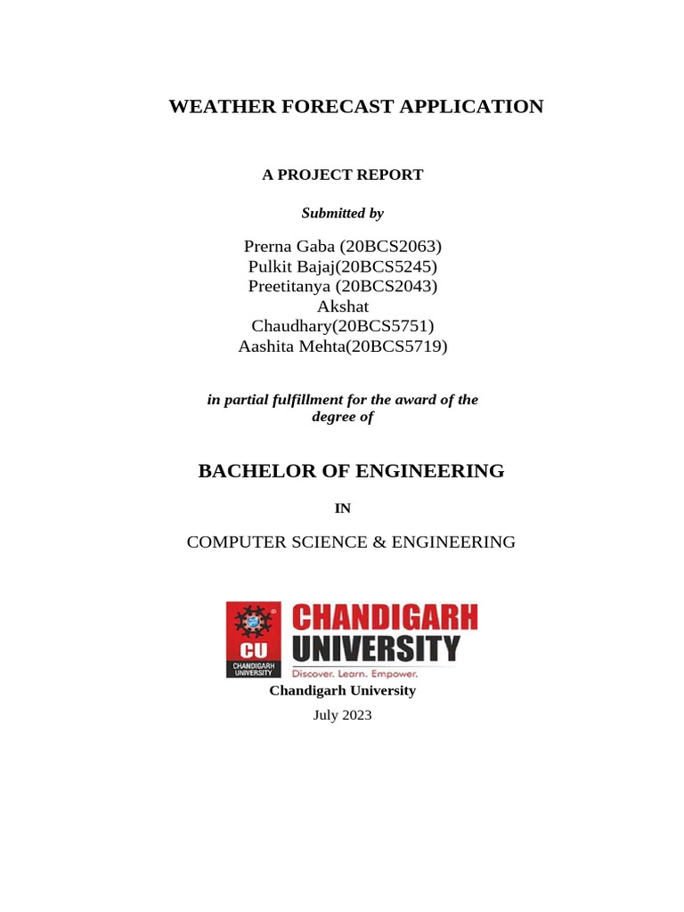 Final Report | PDF | Usability | Weather Forecasting