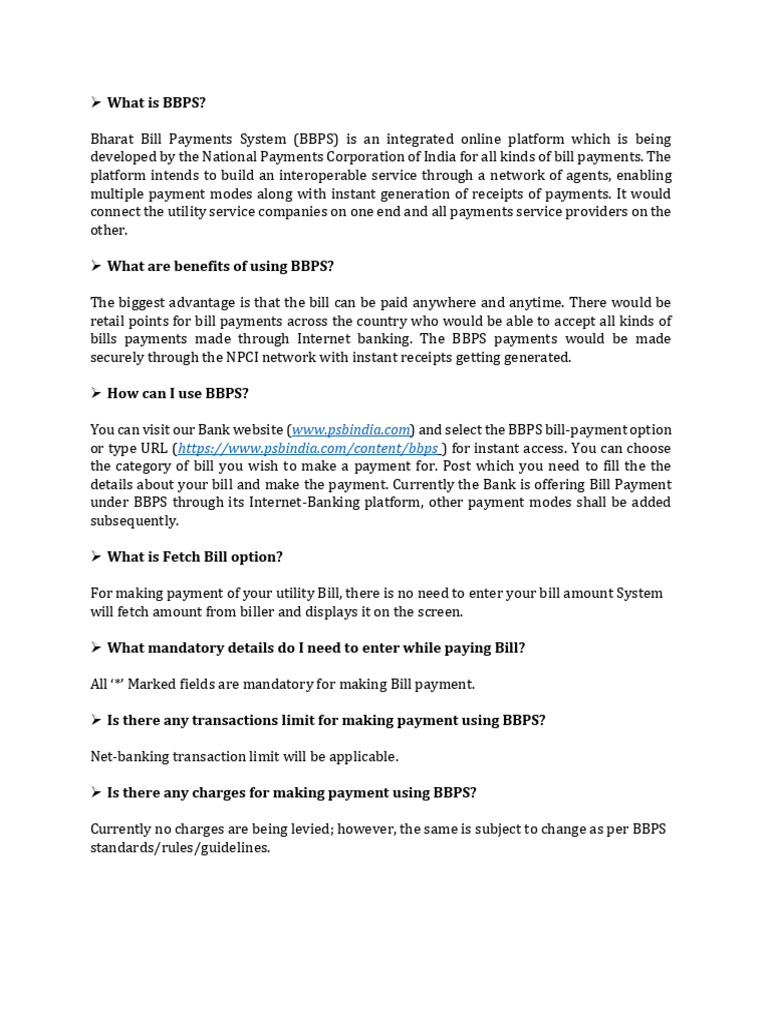 BBPS-FAQ | PDF | Service Industries | Financial Services