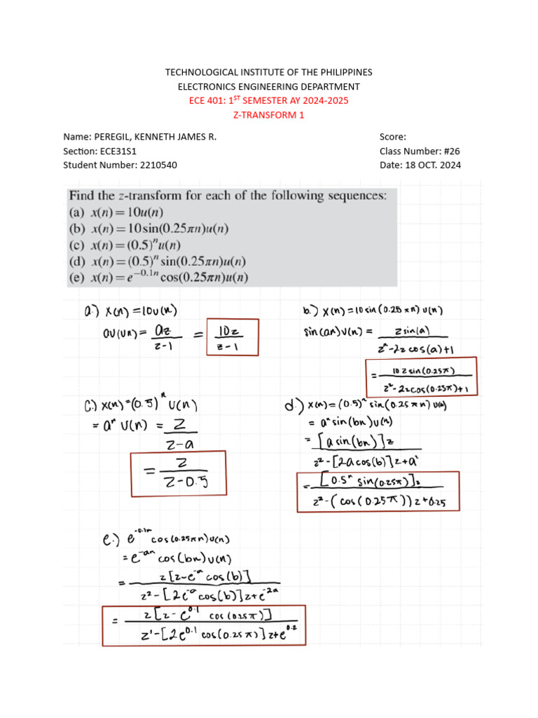 z-Transform Signals Assignment | PDF