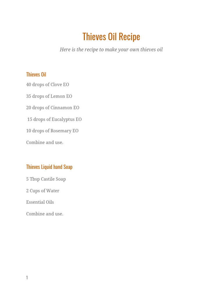DIY Thieves Oil and Soap Recipe | PDF