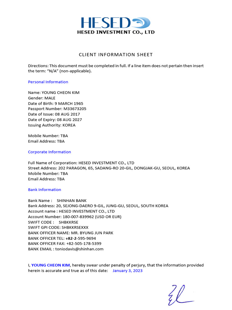 Cis of Hesed Seoul Shinhan Bank Updated 2023-2 | PDF