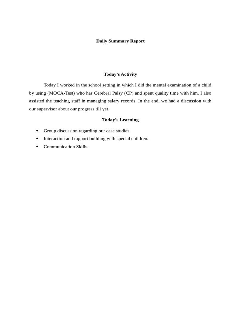 Daily Summary Report | PDF