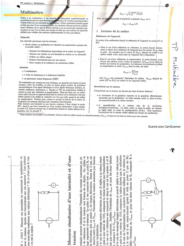 Physique TP Multimetre | PDF