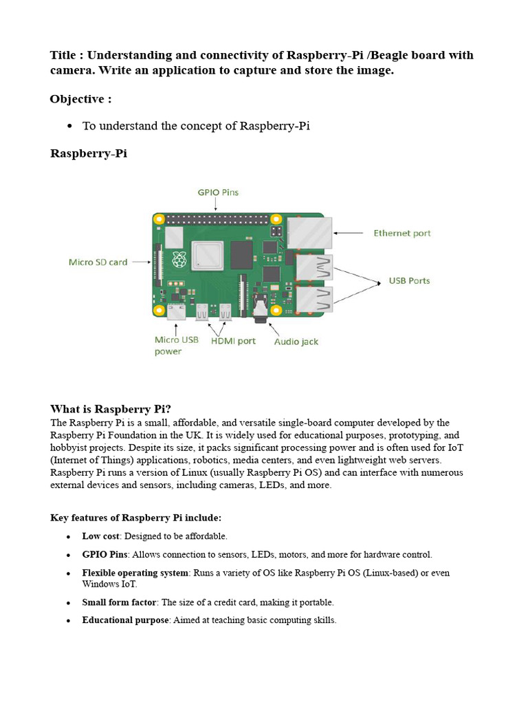 IOT Raspberry-Pi Camera Application Assignment | PDF | Raspberry Pi | Computing