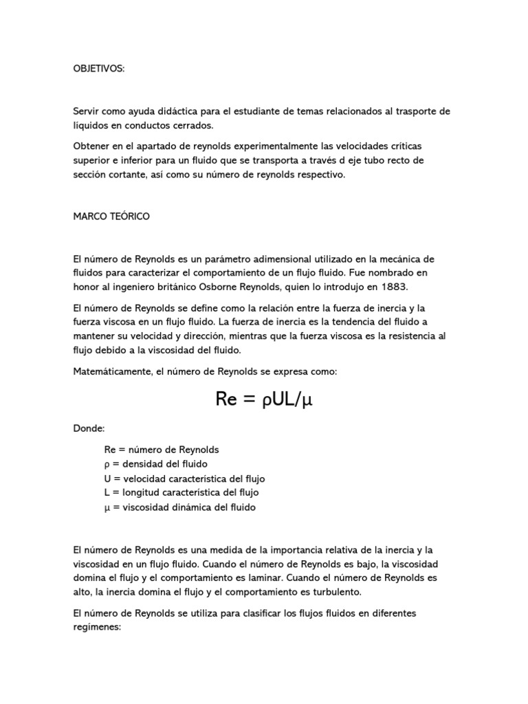 Cuerpo Práctica de Laboratorio | PDF | Numero Reynolds | Viscosidad