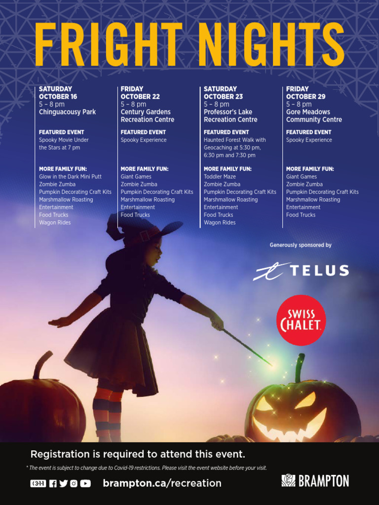 2021 - Fright Nights Event Calendar | PDF | Halloween Events | Halloween