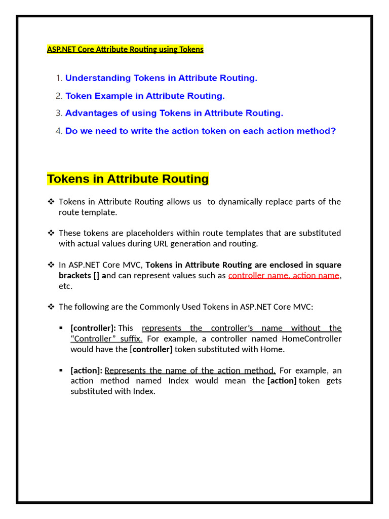5.tokens in Attribute Routing | PDF | Computer Programming | Software ...