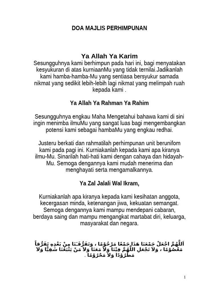 Doa Doa Majlis Rasmi Sekolah Spim Jps | PDF