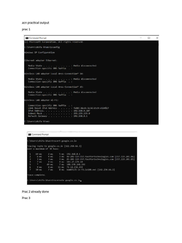 Acn Practical Output | PDF