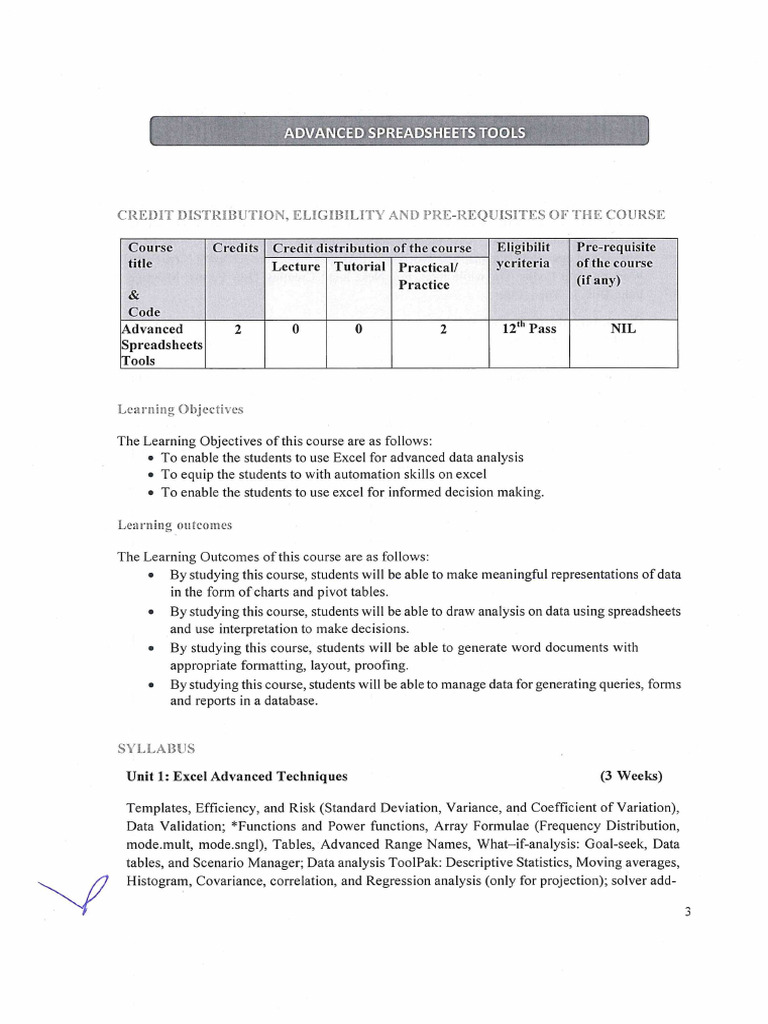 Advanced Spreadsheet Tools | PDF