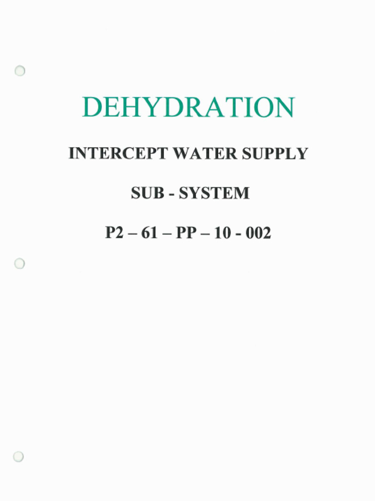 DEHYDRATION, INTERCEPT WATER SUPPLY, SUB-SYSTEM P2-61-PP (1) | PDF