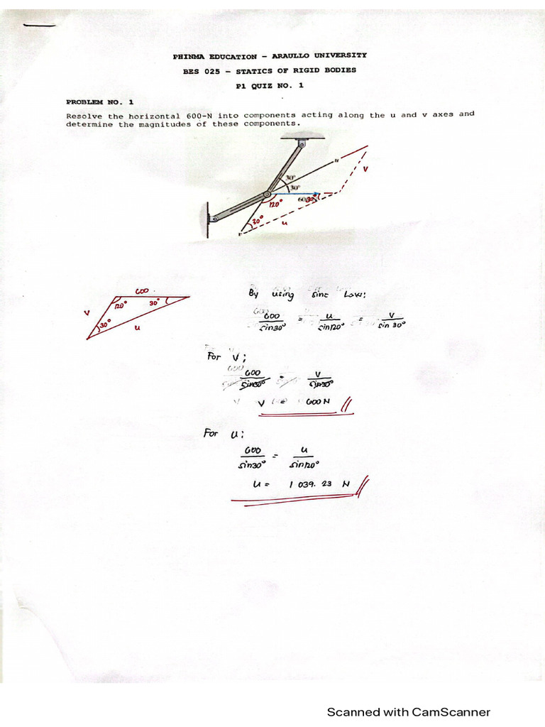 Statics Of Rigid Bodies Quiz 1 Pdf