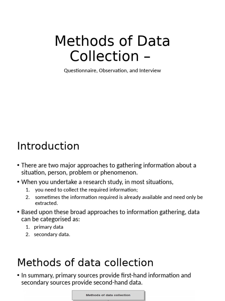 Methods of Data Collection, unit -2 | PDF | Questionnaire | Survey Methodology