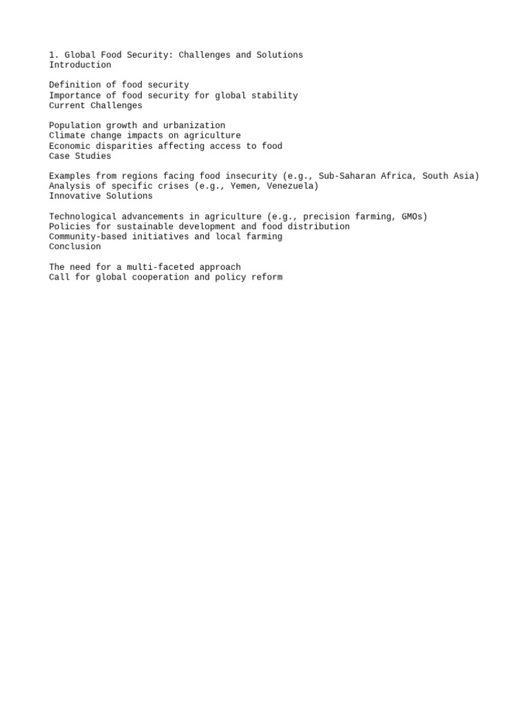 Global Food Security Challenges and Solutions | PDF