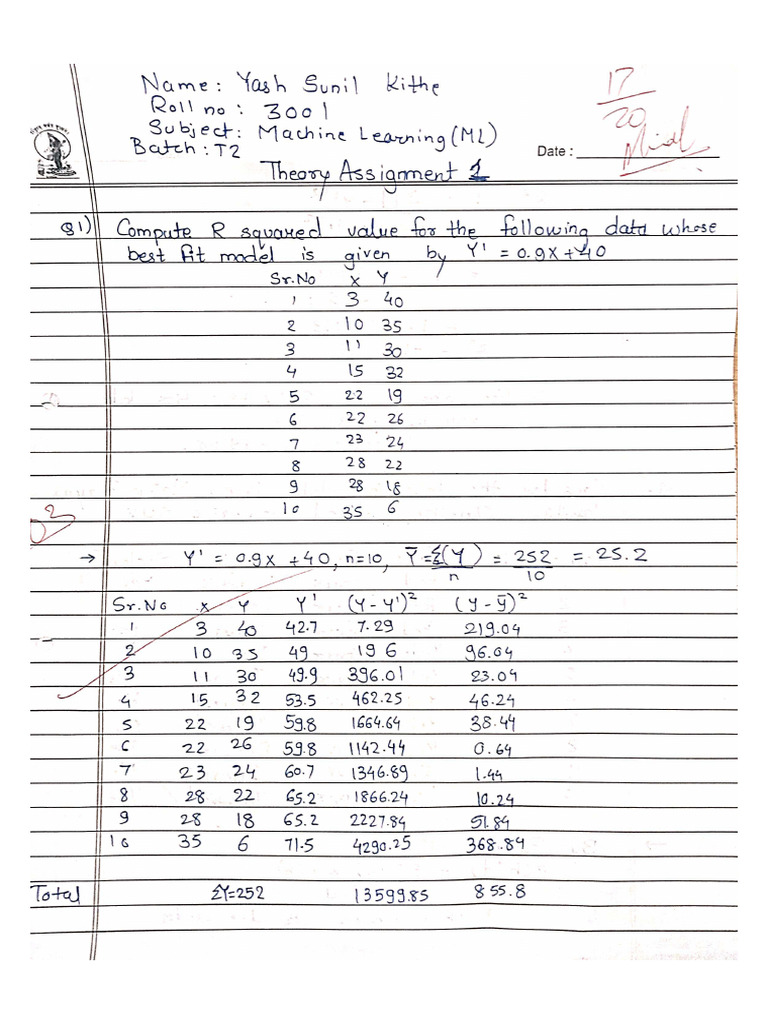 Assignment 1 ML | PDF Assignment 1 ML | PDF