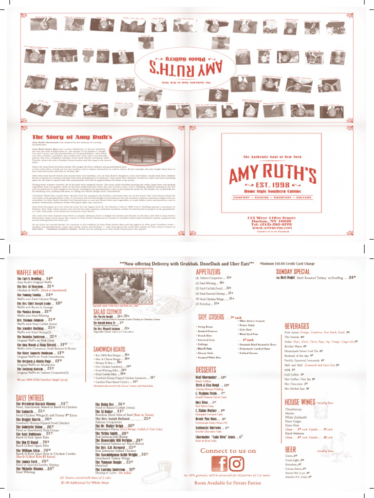 Amy Ruth's Menu Overview | PDF