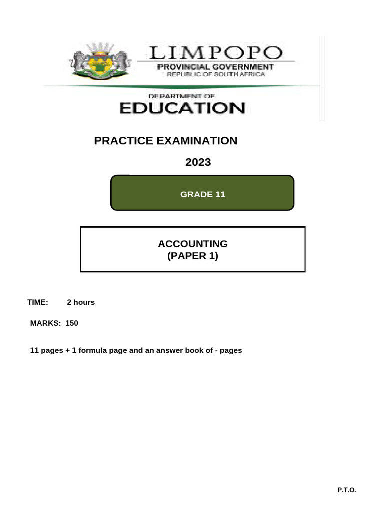 Accn GR11 P1 Practice Exam QP | PDF | Equity (Finance) | Balance Sheet