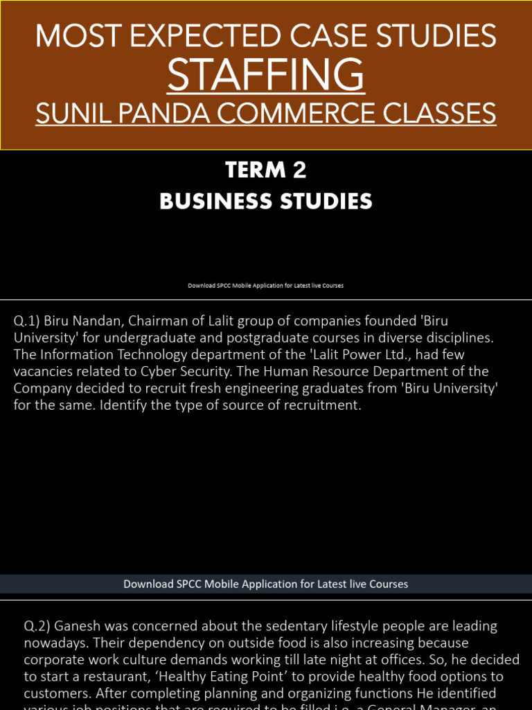 Case Studies BST Staffing, Directing & Controlling Term 2 SPCC | PDF | Recruitment | Incentive