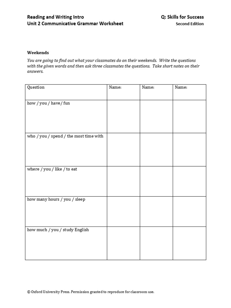 Q2e RW0 U02 GrammarWorksheet | PDF
