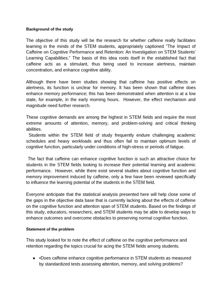 Background of the Study & Statement of the Problem | PDF | Cognition | Memory